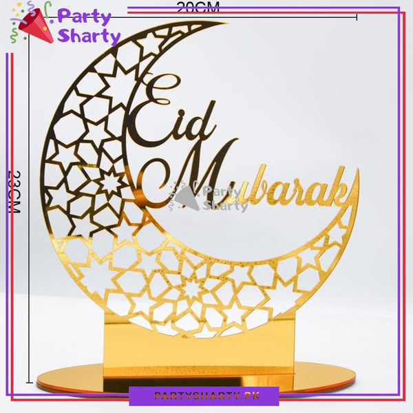 8inches Eid Mubarak Crescent Moon Shaped Acrylic Design Table Standee – Party Sharty