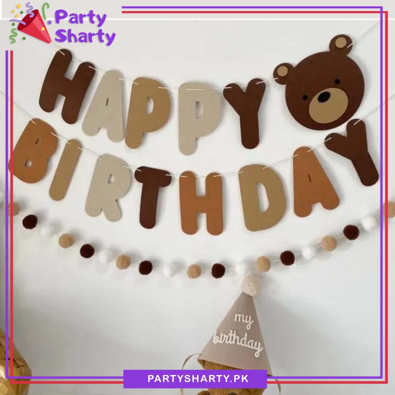 D-2 Happy Birthday Teddy Bear Theme Card Banner For Teddy Bear Theme P ...