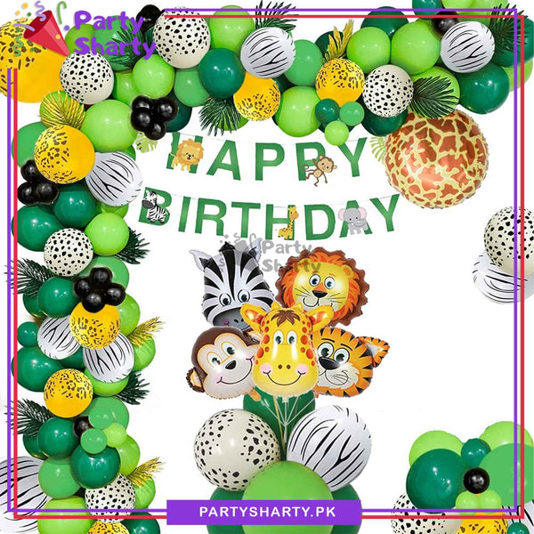100pcs Happy Birthday Jungle Theme Set For Jungle / Safari Theme Decor ...