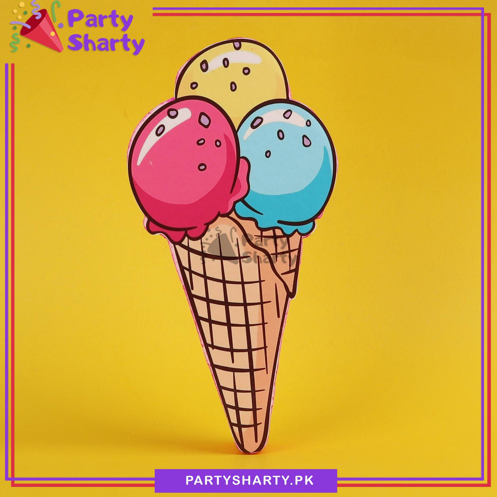 3 Scoops Ice-cream Cone Thermocol Standee For Candyland Theme Based Bi ...