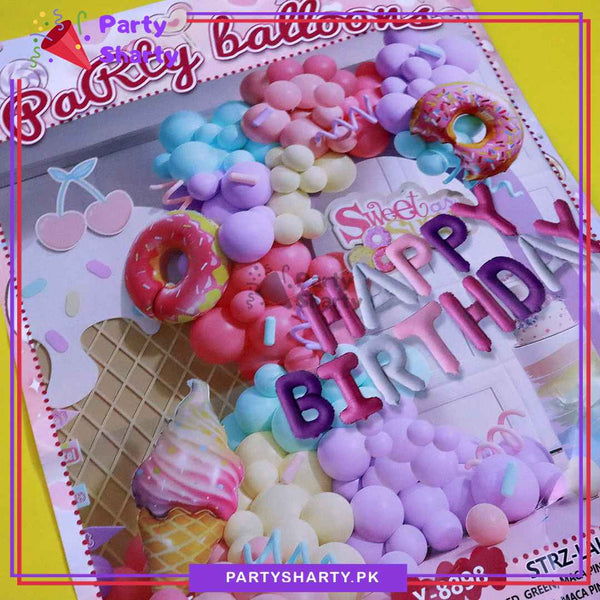 72pcs HBD Donut & Ice-cream Theme Balloon Garland Set For Candyland Bi ...