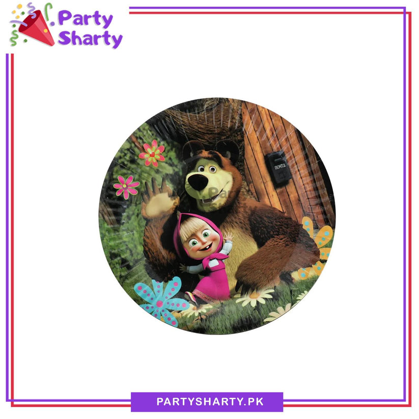 7inches Masha & The Bear Theme Dessert Paper Plates Pack of 10 for Mas ...