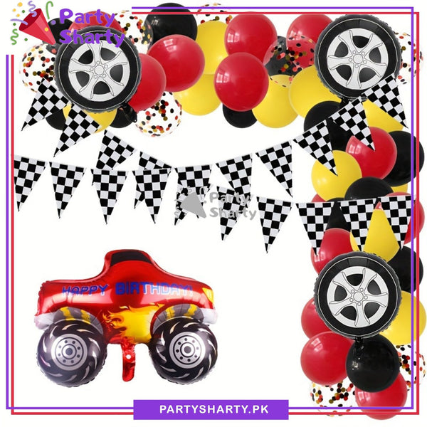 80pcs Racing Theme Balloon Garland Set For Too Fast Theme Birthday Dec ...