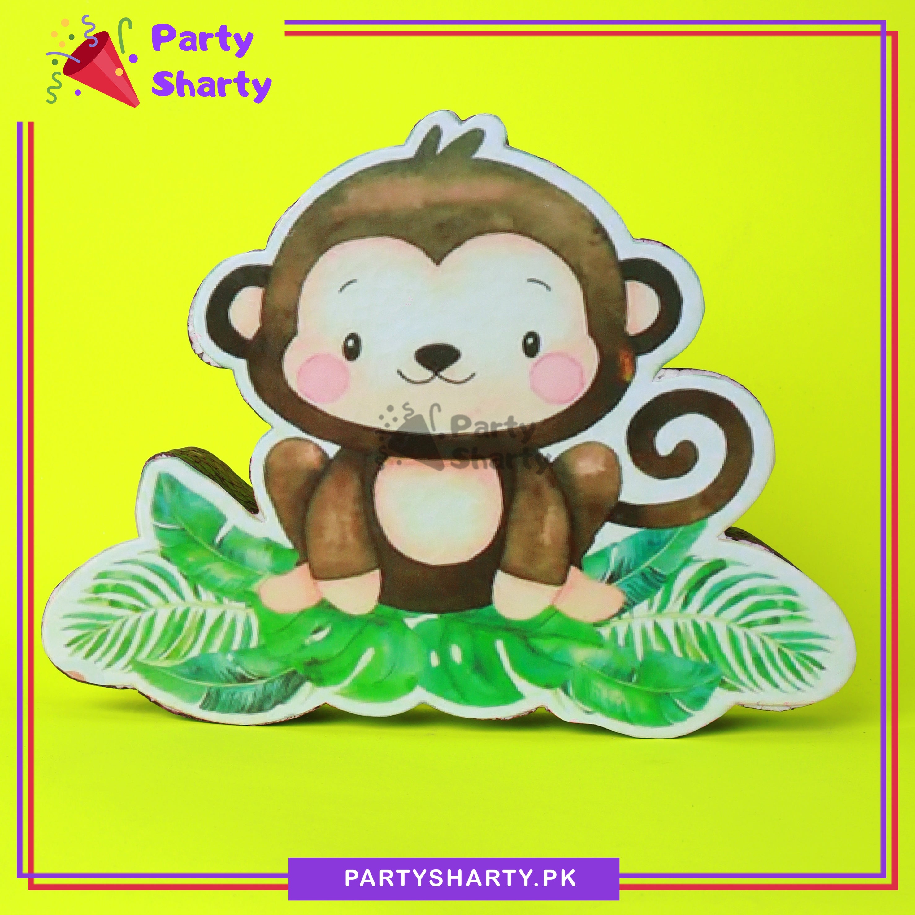 Baby Monkey Character with Leaves Thermocol Standee For Jungle / Safar ...