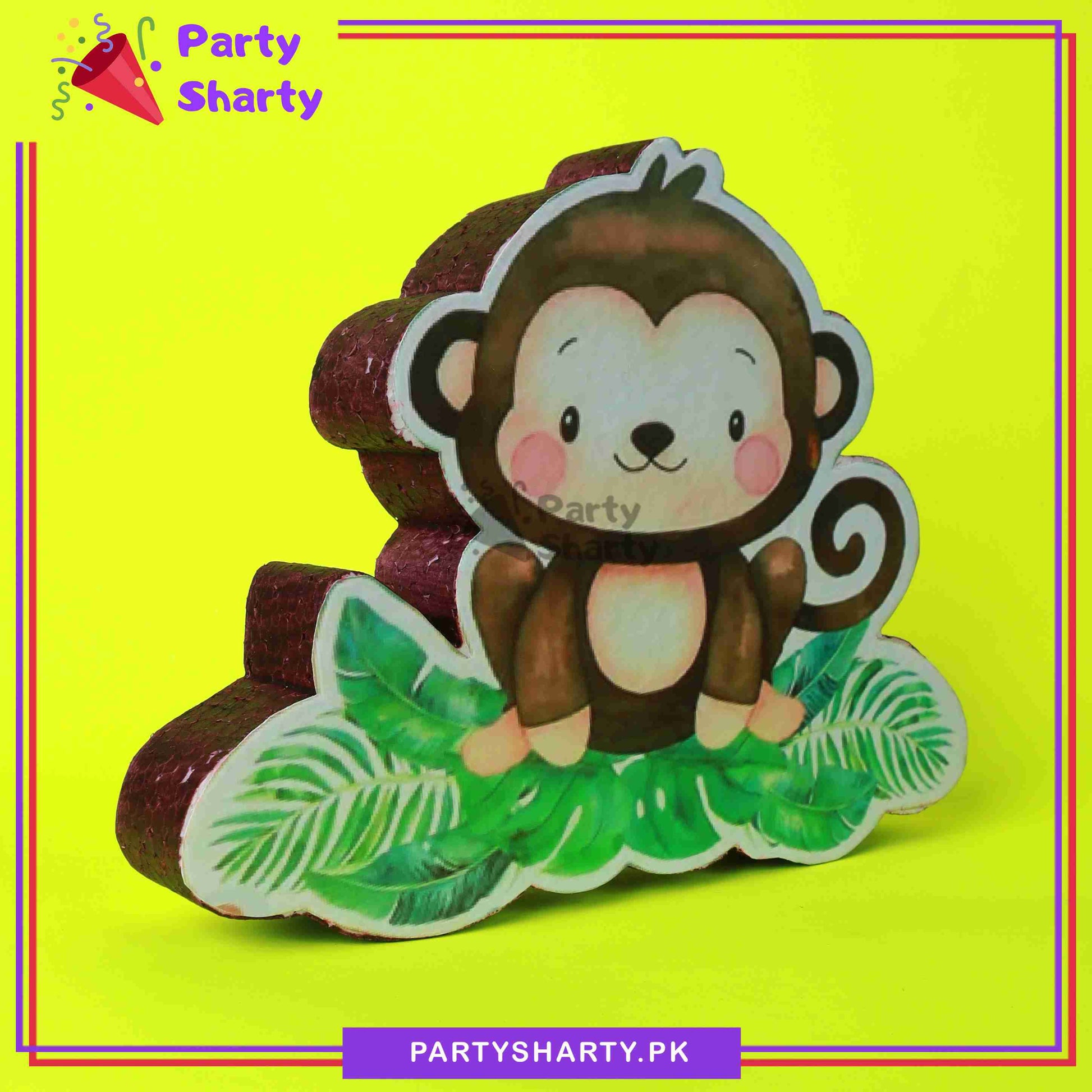 Baby Monkey Character with Leaves Thermocol Standee For Jungle / Safar ...