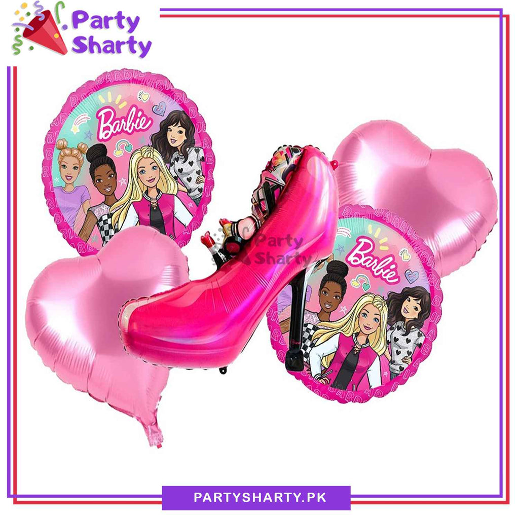 5pcs/set Barbie High Heel Shaped Foil Balloons For Barbie Theme Party ...