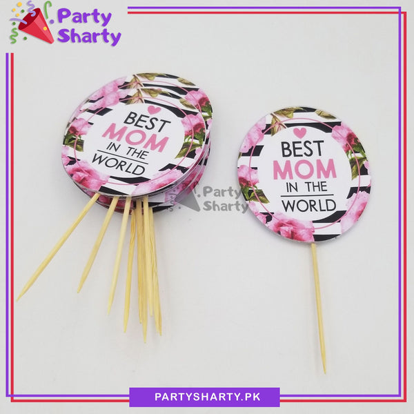 Best Mom In The World Theme Cup Cake Topper For Best Mom Birthday Them ...