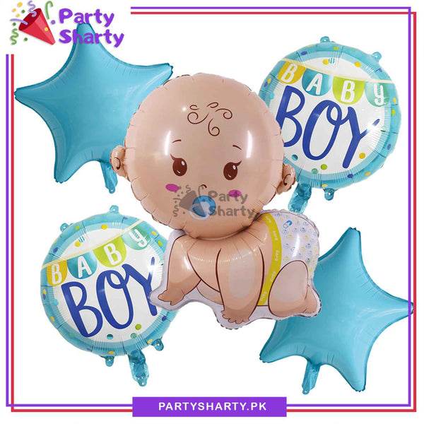 Crawling Baby Boy Shaped Foil Balloon Set for Baby Shower, Welcome Bab ...