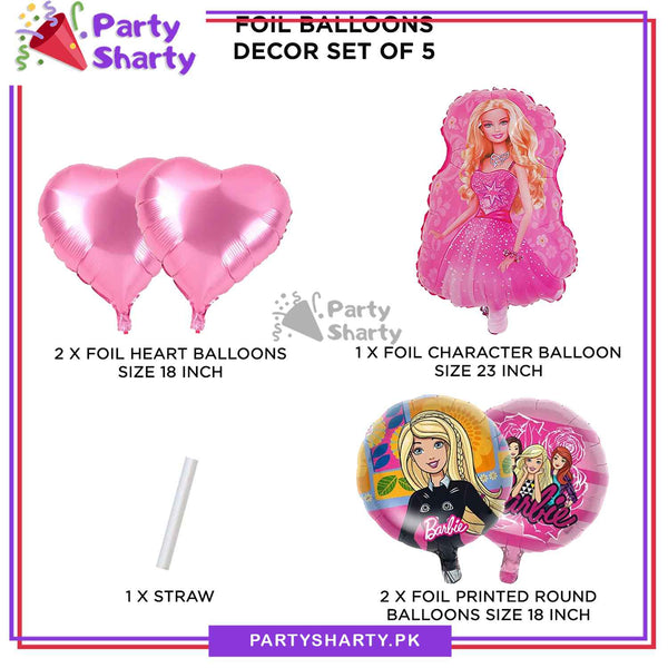 D-2 5pcs/set Princess Barbie Foil Balloons For Barbie Theme Party Deco ...