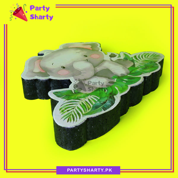 Elephant Character with Leaves Thermocol Standee For Elephant Theme Ba ...