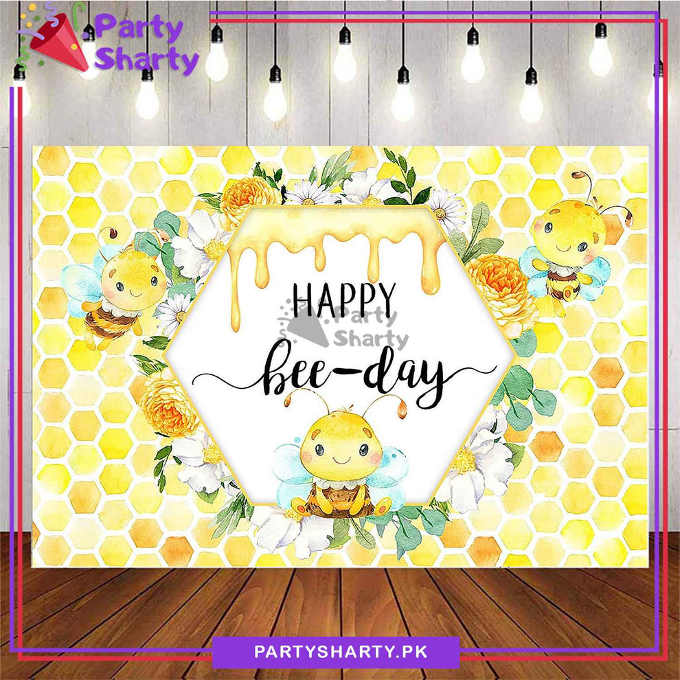 Honey Bee Theme Happy Bee Day Panaflex backdrop For Theme Based Birthd ...