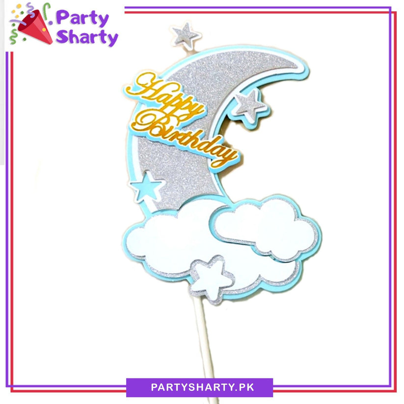 Happy Birthday With Moon, Cloud & Stars Cake Topper For Birthday Theme ...