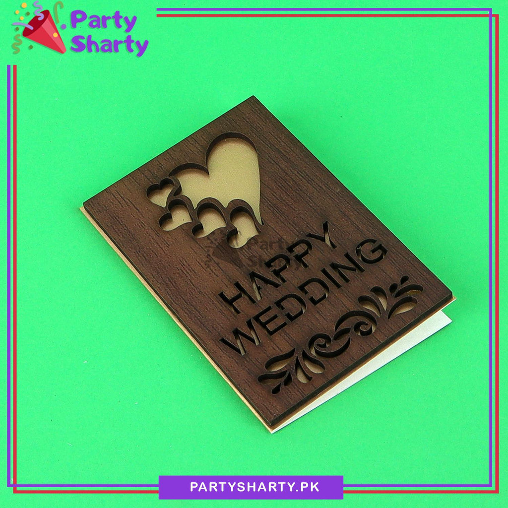 Happy Wedding Heart Shaped Design Wooden Gift Tags Card For Gift Taggi ...