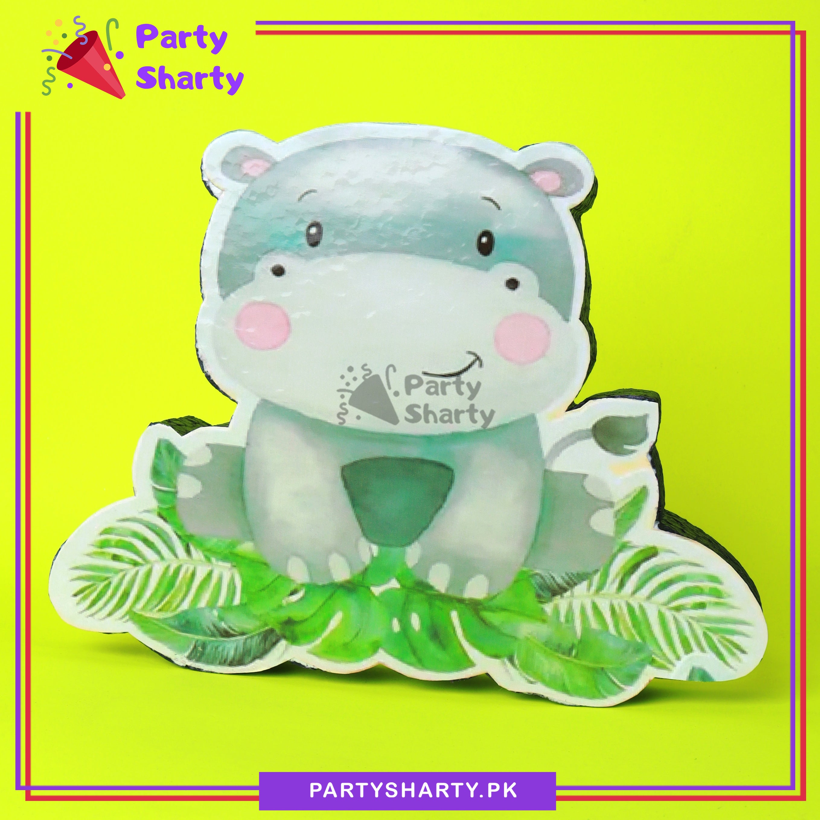 Hippo Character with Leaves Thermocol Standee For Jungle / Safari Them ...