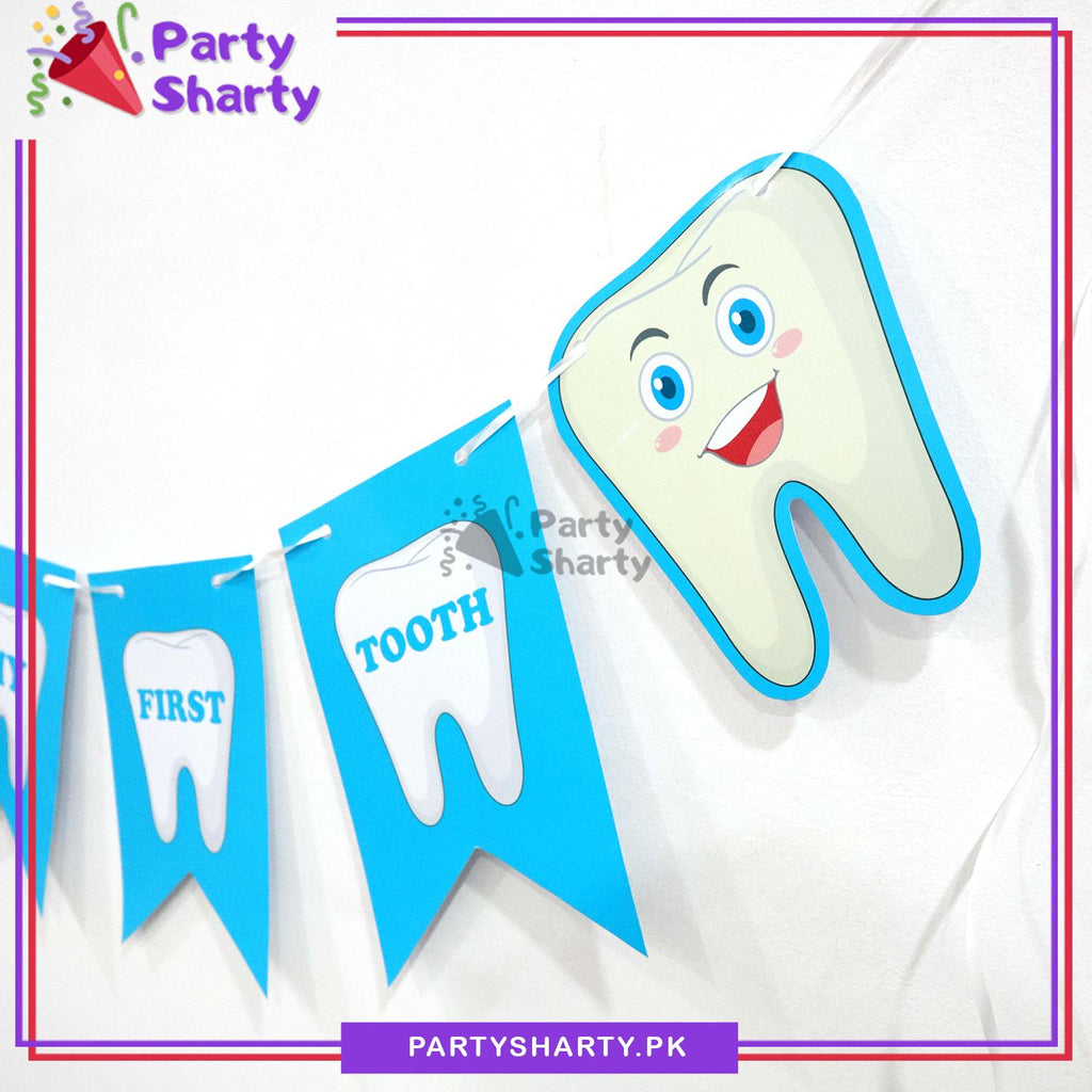 (D-1) I Got My First Tooth Card Banner For 1st Tooth Theme Decoration ...