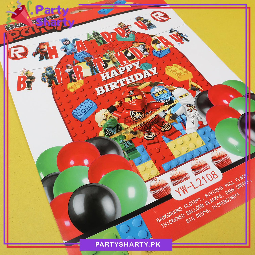 Happy Birthday LEGO Theme Set For Theme Based Birthday Decoration & Ce ...