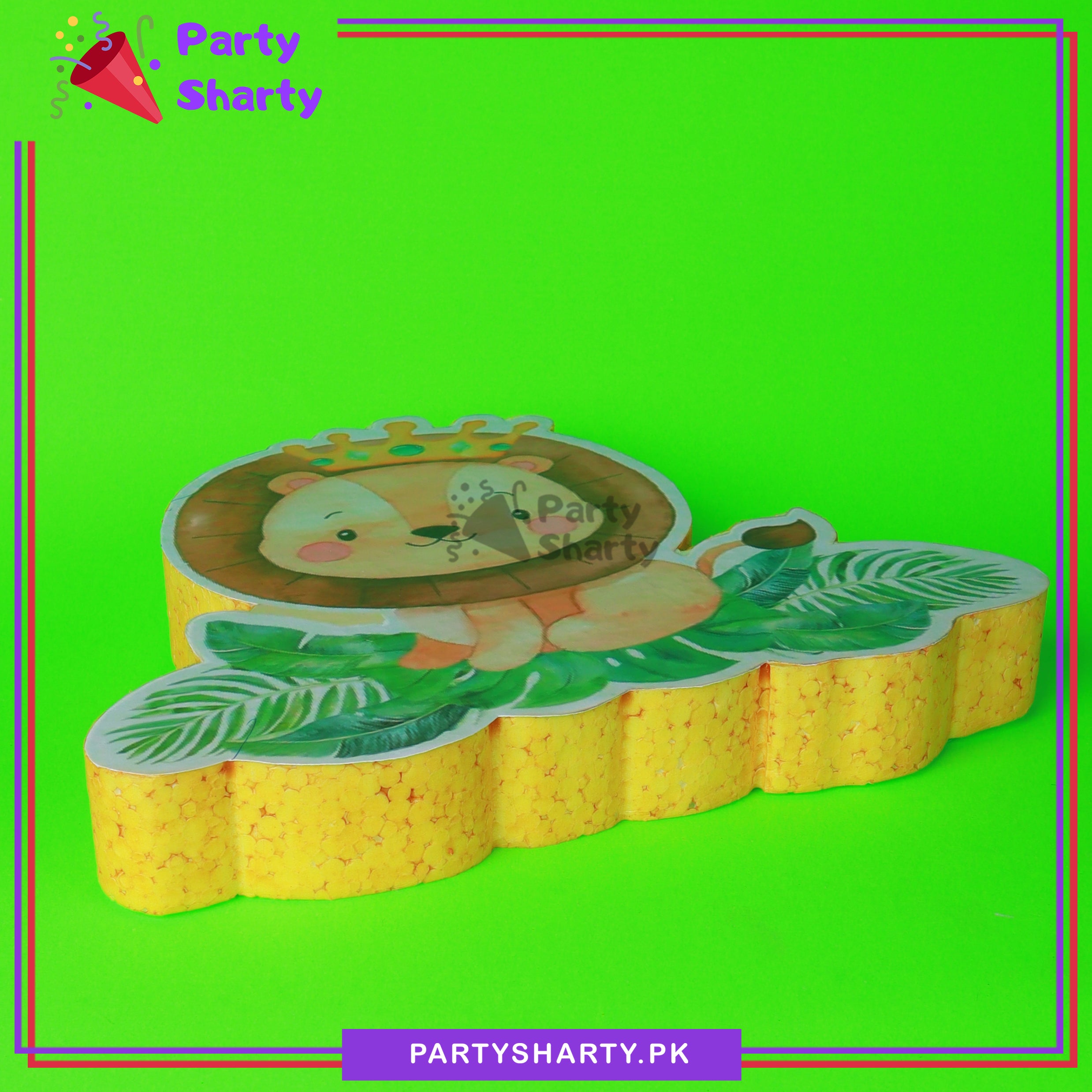Crown Lion with Leaves Thermocol Standee For Jungle / Safari Theme Bas ...