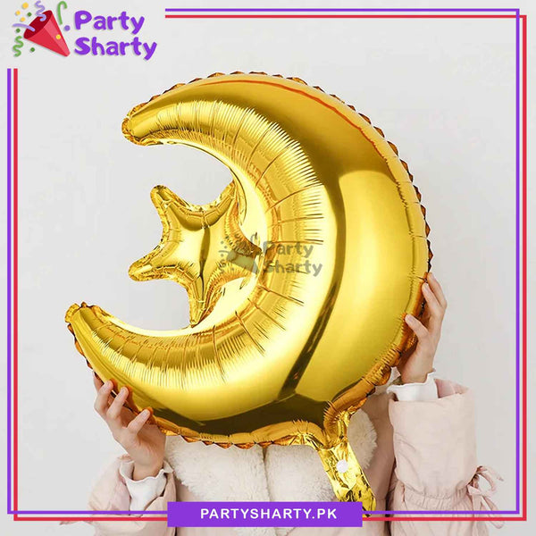 Crescent Moon Star Foil Balloon For Ramadan Iftar Party Decoration and ...