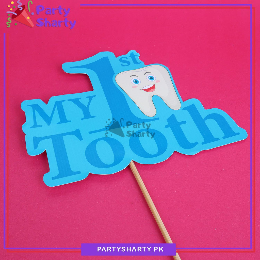Blue Color My First Tooth Cake Topper for First Tooth Celebration ...