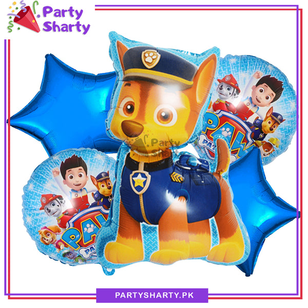 5pcs/Set Paw Patrol Chase Foil Balloons Set For Theme Based Birthday D ...