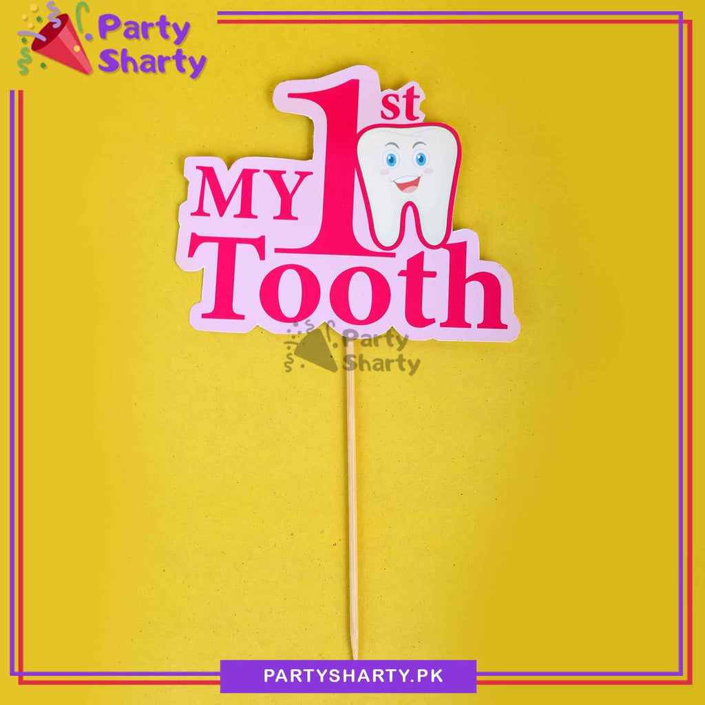 Pink Color My First Tooth Cake Topper for First Tooth Celebration ...