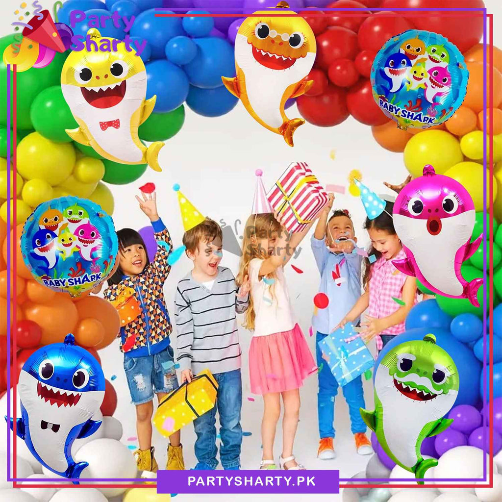 Multi Color Rainbow Baby Shark Theme Set for Theme Based Birthday Deco ...
