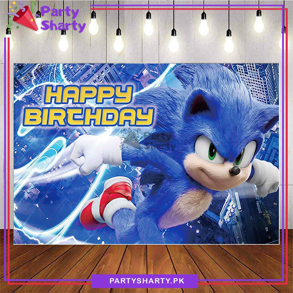 Sonic The Hedgehog Theme Panaflex backdrop For Sonic Theme Birthday De ...