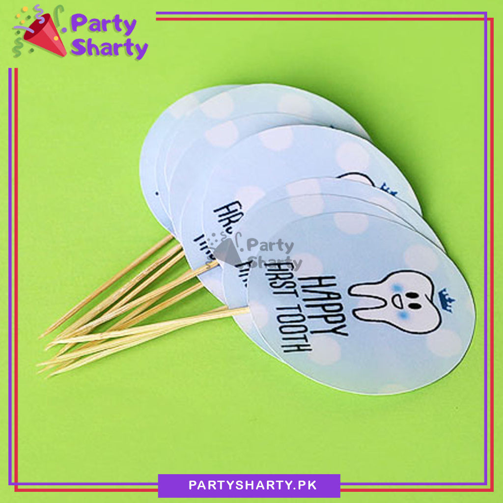 Happy First Tooth Cup Cake Topper For First Tooth Theme Party Decorati ...