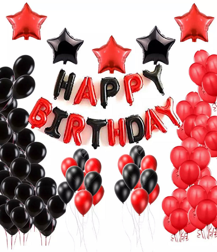 Happy Birthday Red & Black Theme Set For Birthday Decoration and Celeb ...