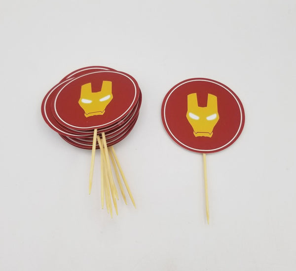 Iron Man Theme Cup Cake Topper for Iron Man Birthday Theme Party and D ...