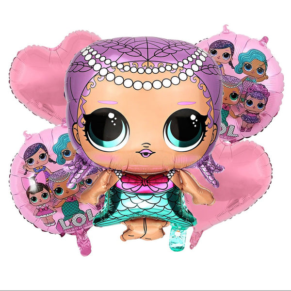 Lol Doll Cartoon Foil Balloon Set - 5 Pieces For Birthday Party – Party ...