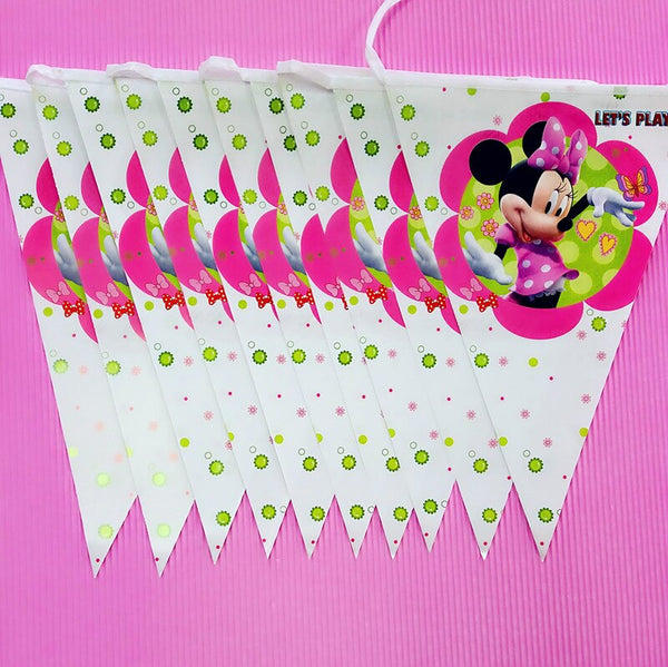 Minnie Mouse Theme Party Flags Pack of 10 For Minnie Mouse Birthday Th ...