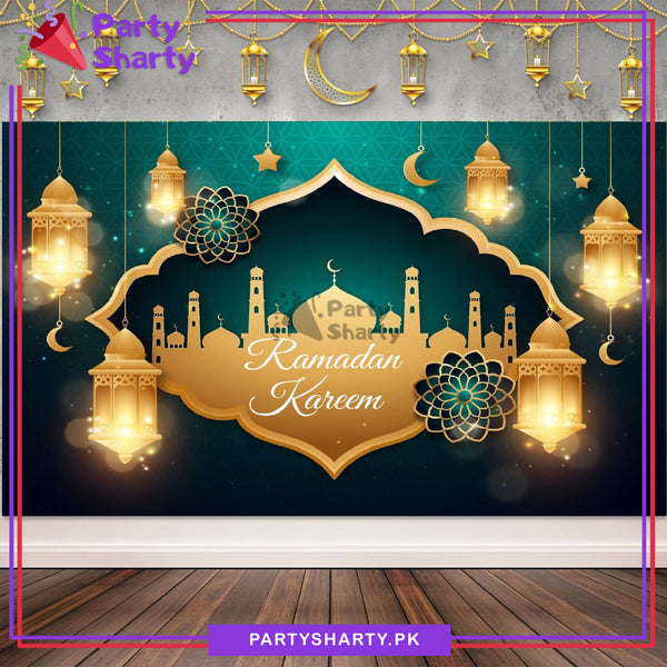 Green & Golden Ramadan Kareem Panaflex backdrop For Ramadan / Iftar Pa ...