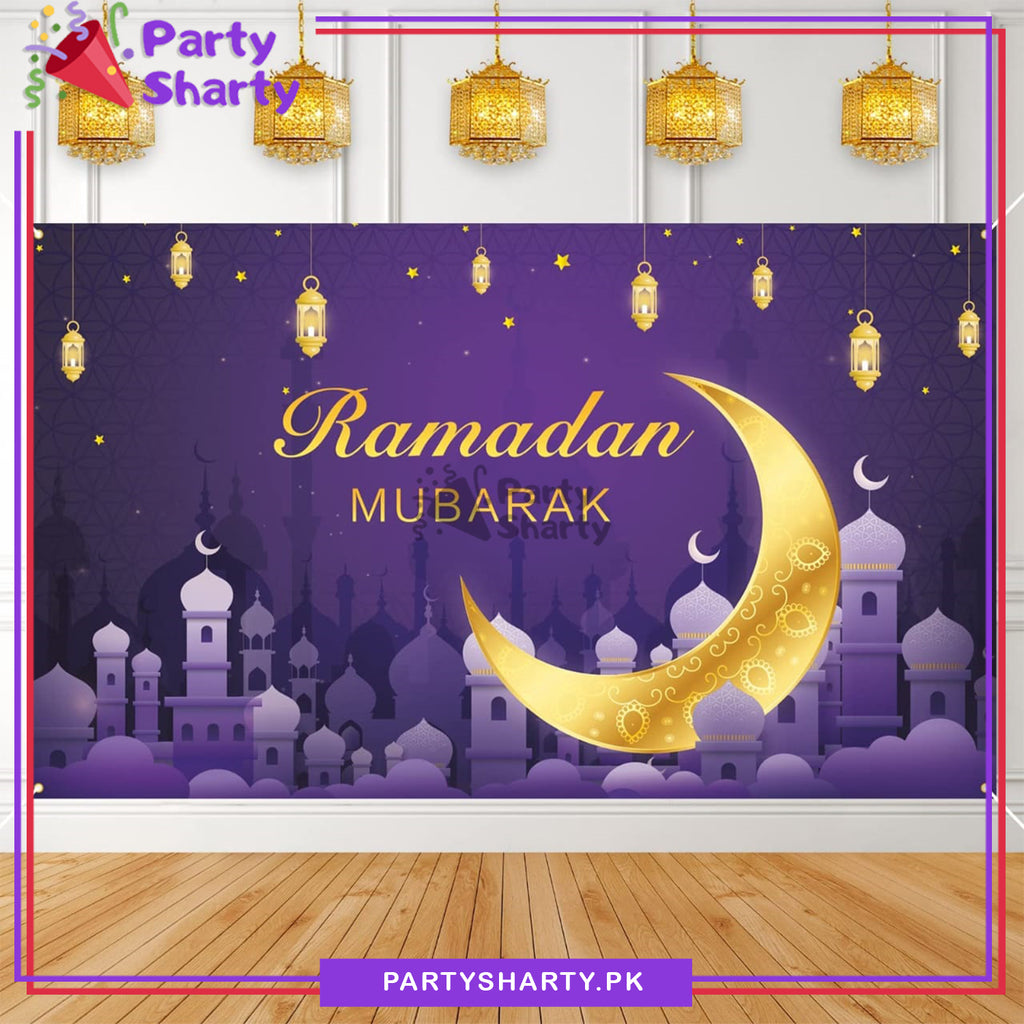 Purple & Golden Ramadan Mubarak Panaflex backdrop For Ramadan / Iftar ...