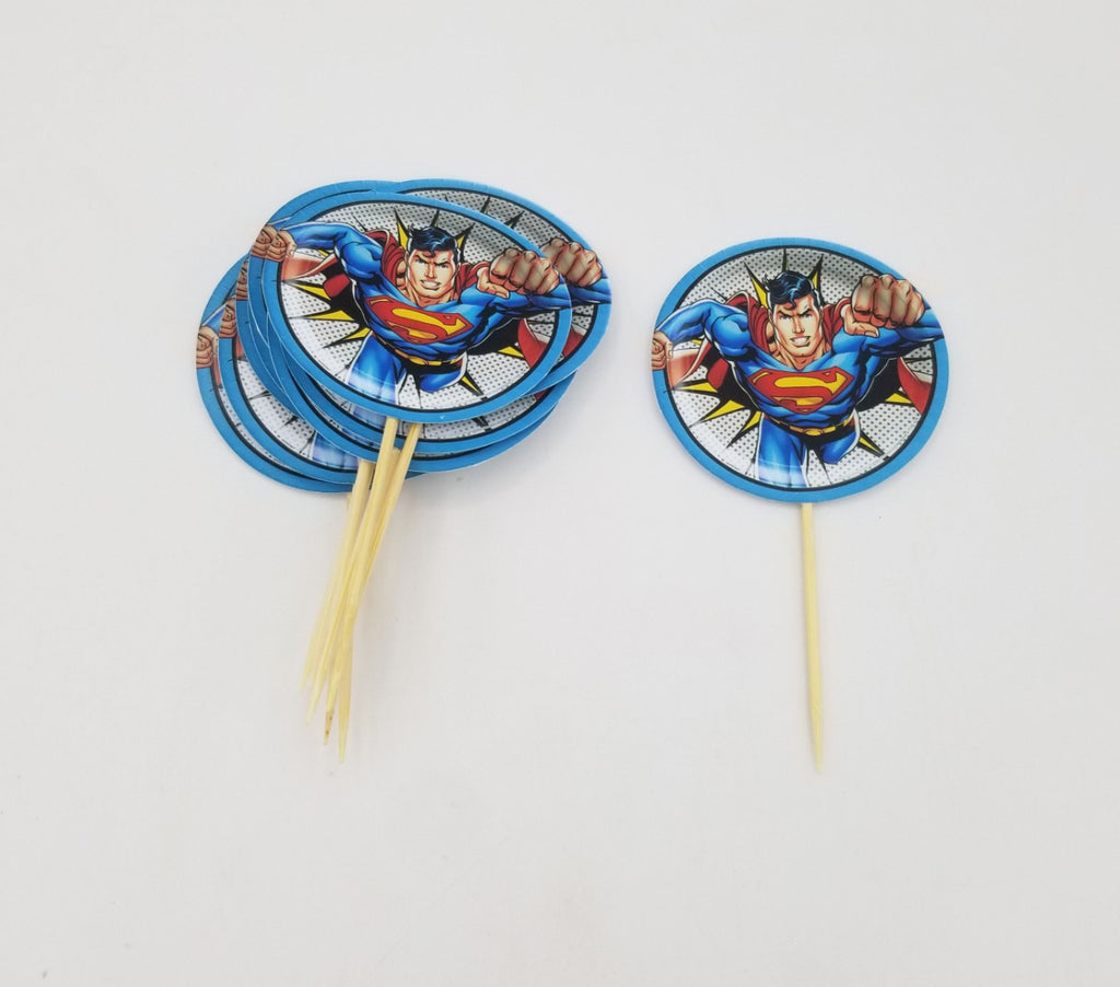 Superman Theme Cup Cake Topper for Superman Birthday Theme Party and D ...